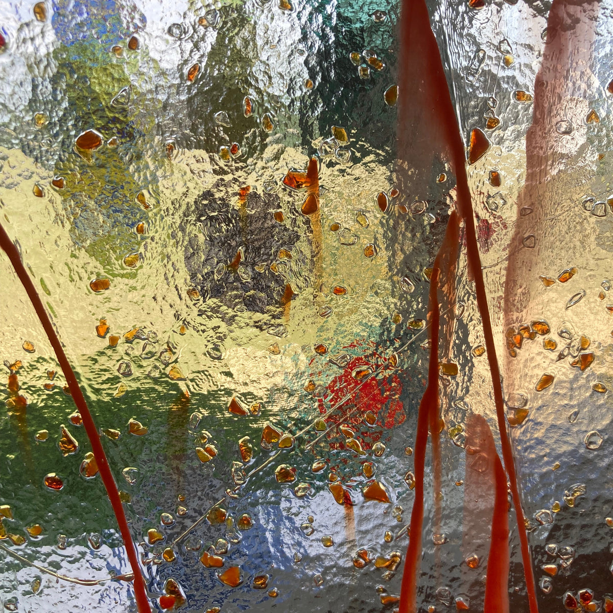 90 COE Clear with Red, Orange and Yellow Frit, Orange Streamers LTD ...